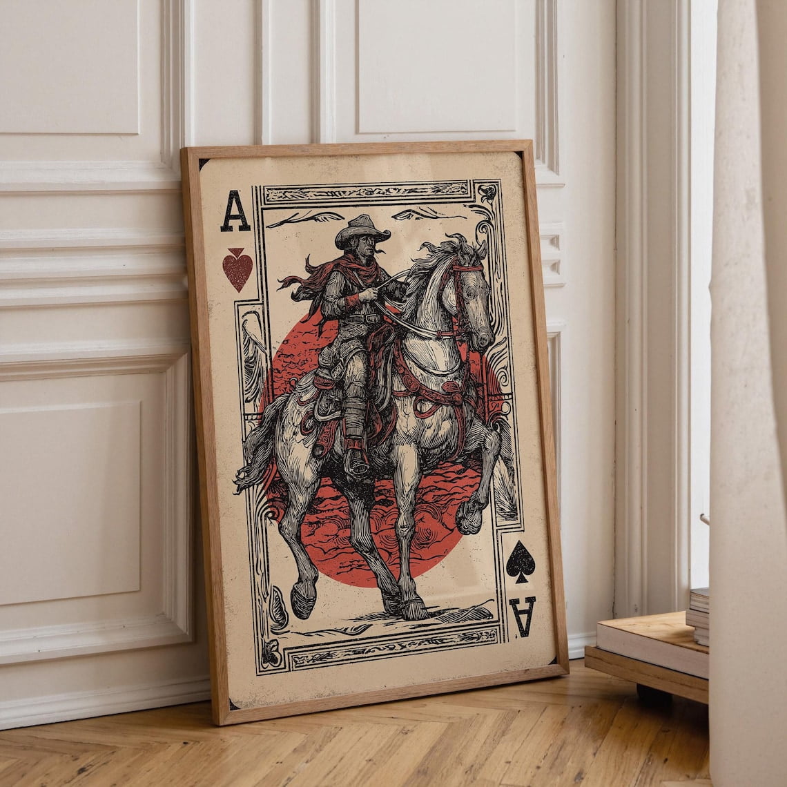 Cowboy Ace of Hearts Playing Card Western Vintage Poster Unframed Paper ...