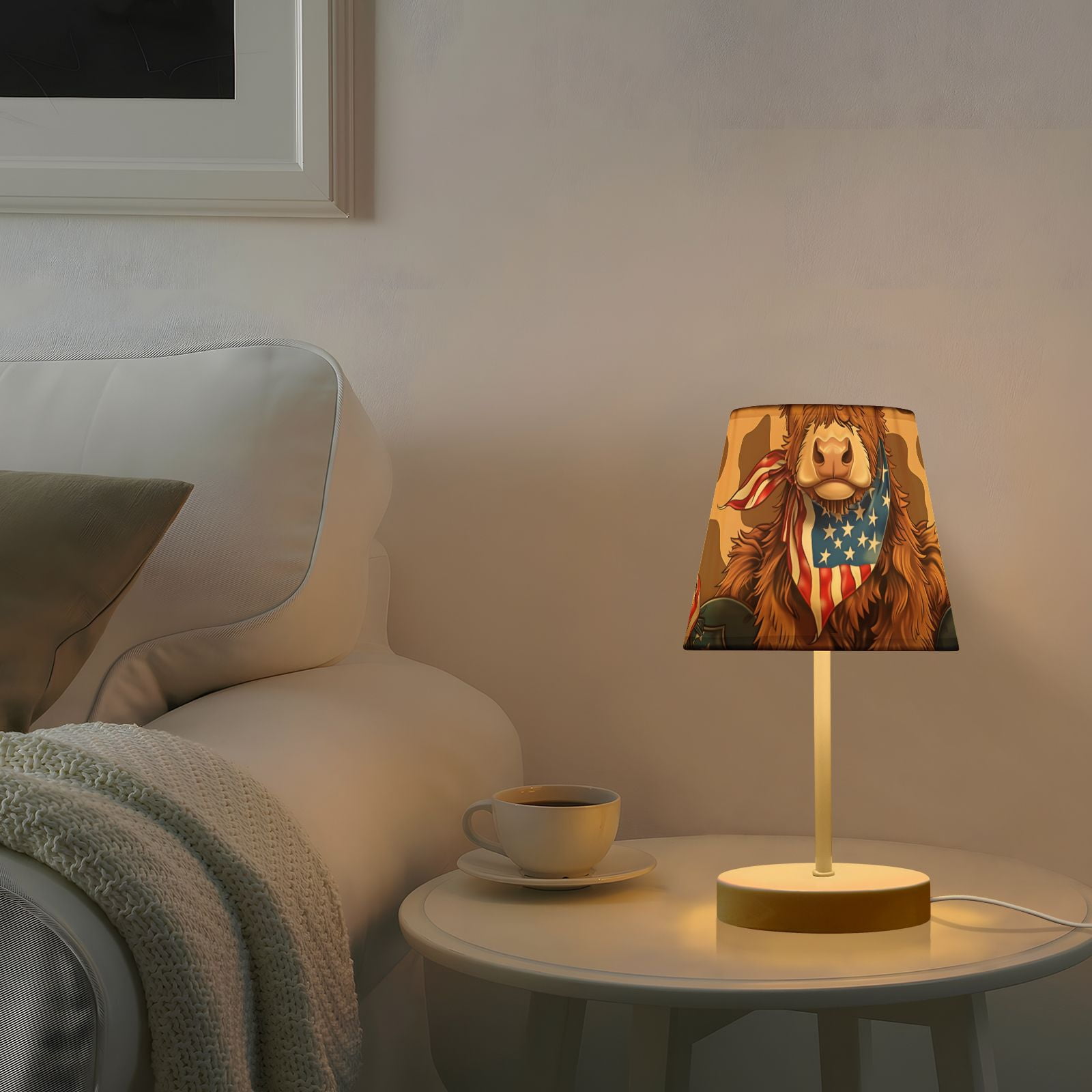 Cowboy American Flag Cow Desk Lamp 3 Color Modes LED Table Lamp ...