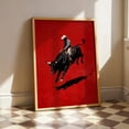 Cowboy And Bull Art Dramatic Western Rodeo Modern Red Art, Unframed ...