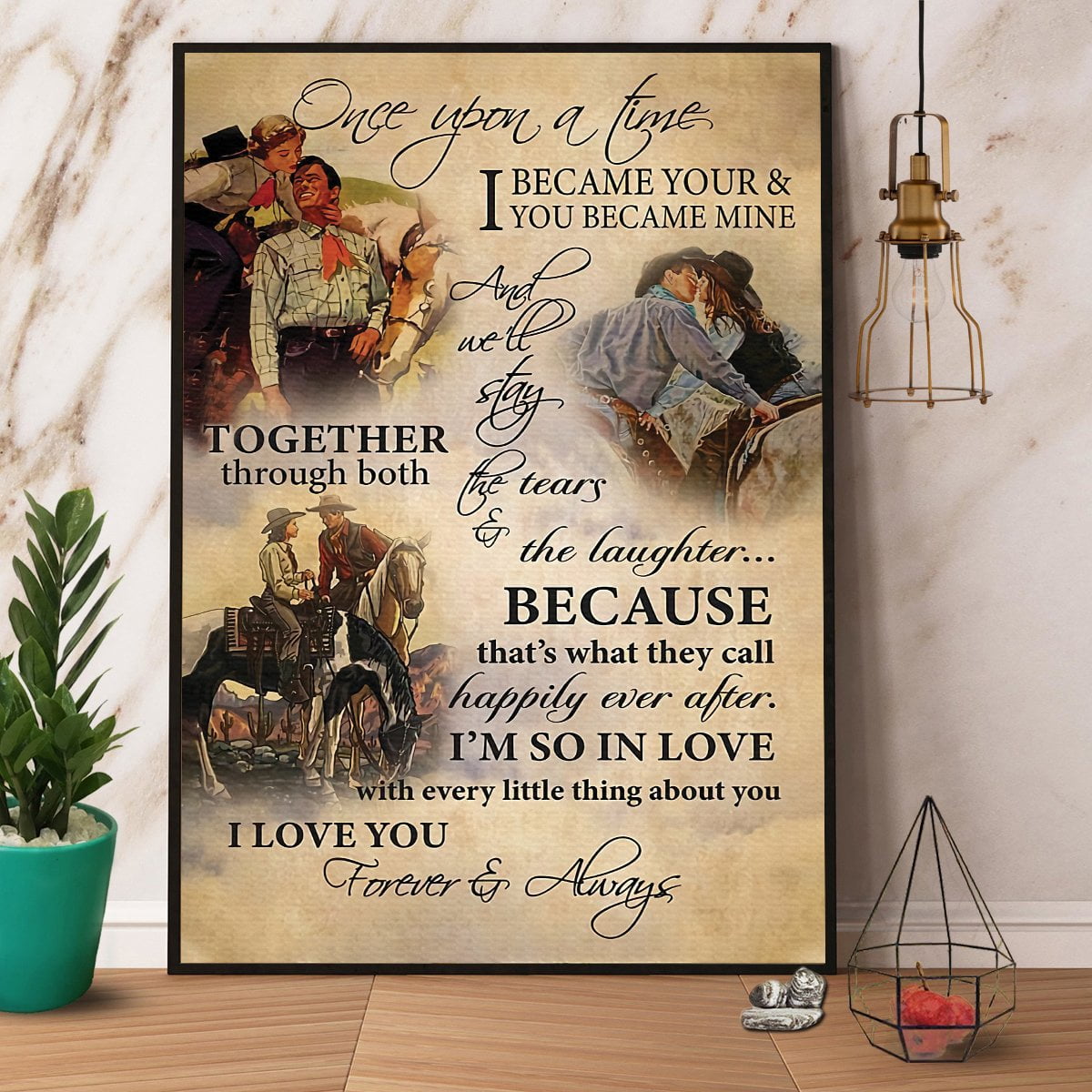 Cowboy And Cowgirl Once Upon A Time I Love You Forever And Always Paper ...
