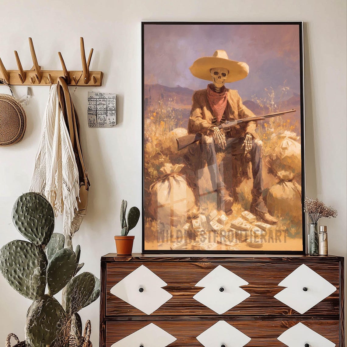 Cowboy Art Print, Vintage Western Outlaw, Desert Bandit Home Decor ...