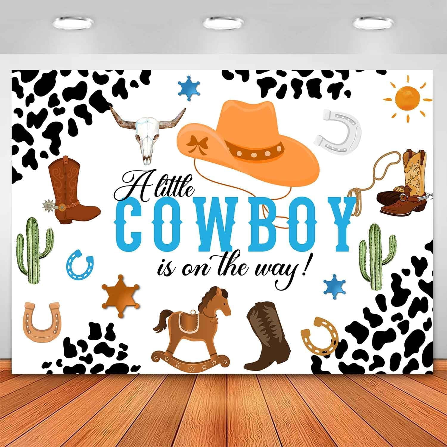 Cowboy Baby Shower Backdrop A Little Cowboy is On The Way Wild West ...