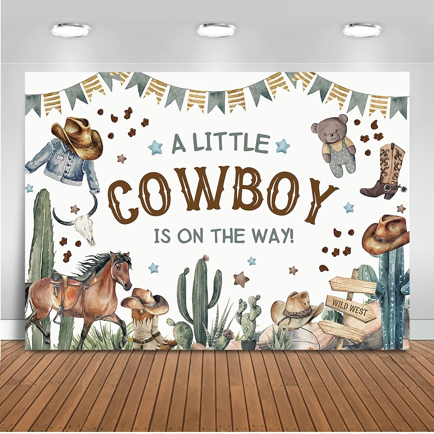 Cowboy Baby Shower Backdrop Boy Wild West Theme Baby Shower Photography ...