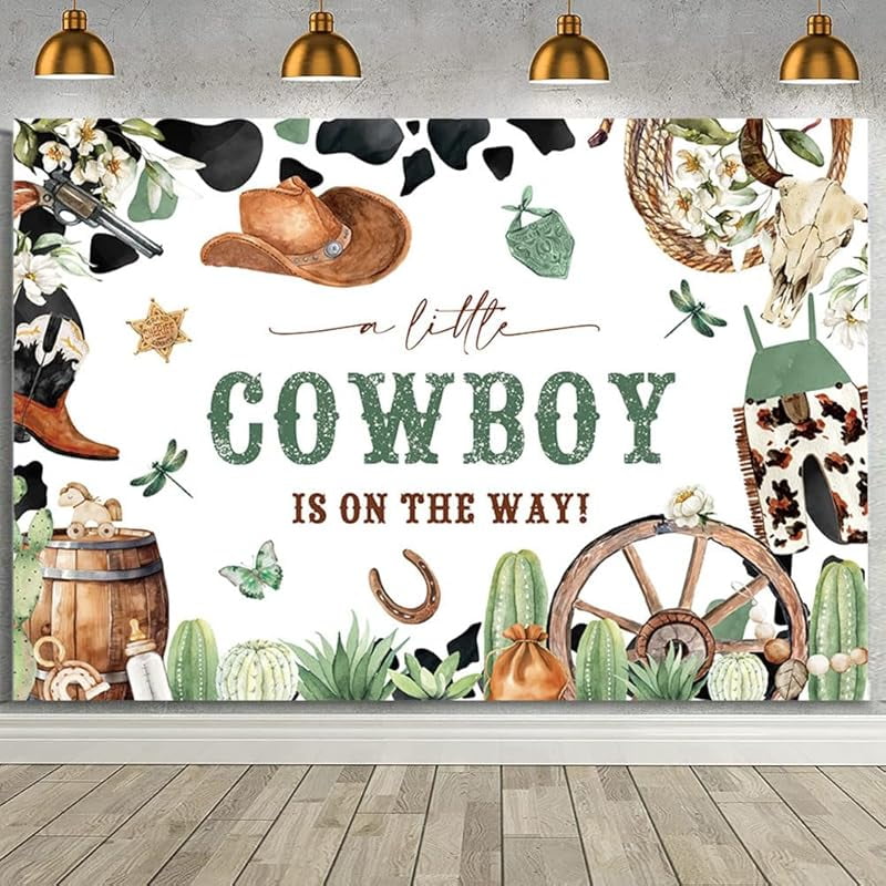 Cowboy Baby Shower Backdrop for Boys A Little Cowboy is On The Way ...