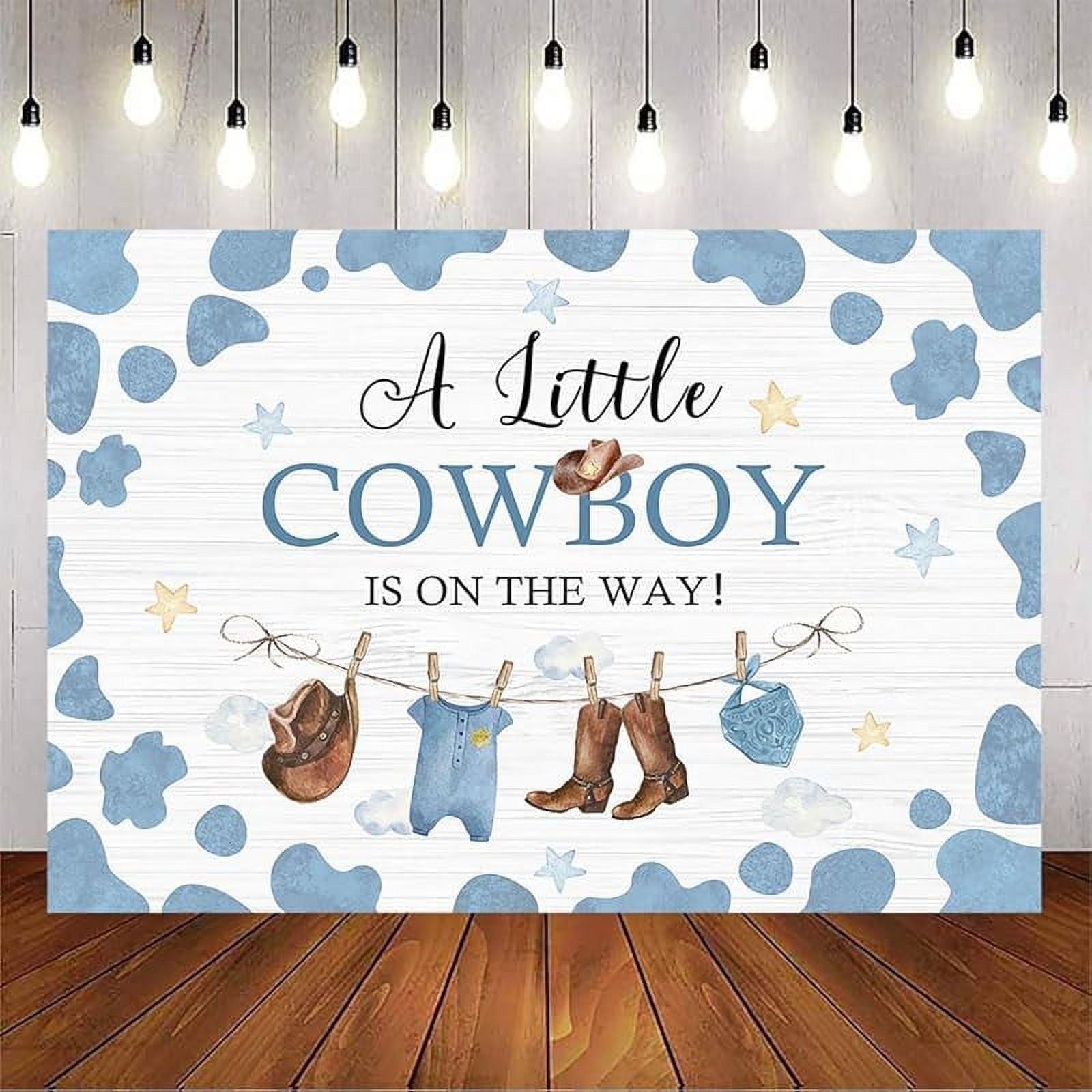 Cowboy Baby Shower Backdrop A Little Cowboy is on The Way Party ...