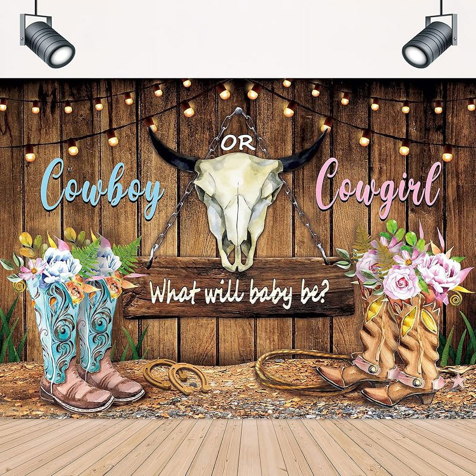 Cowboy Baby Shower Backdrop Western Boho Pampas Floral Wild West Hat ...