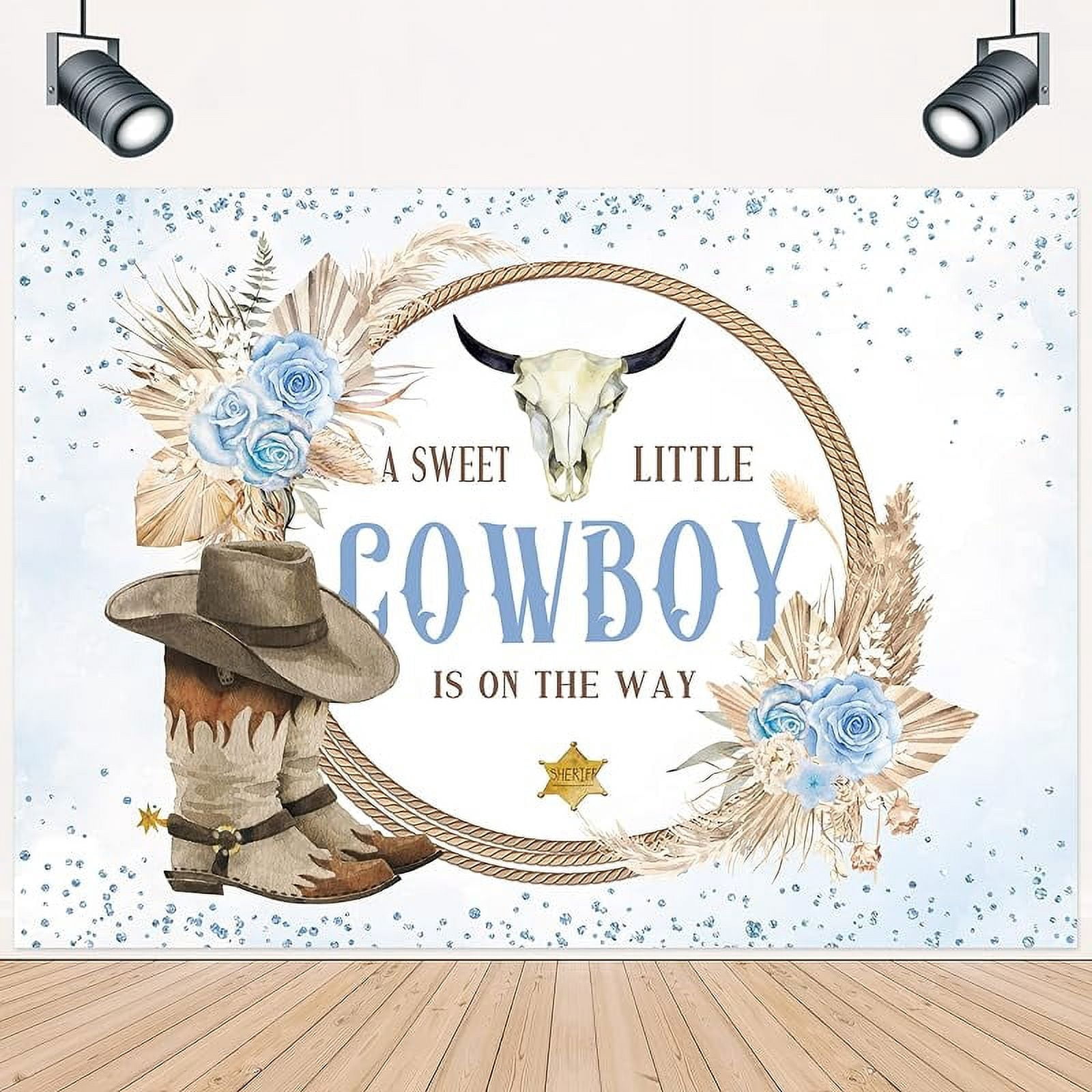 Cowboy Baby Shower Backdrop Western Boho Pampas Floral Wild West Hat ...
