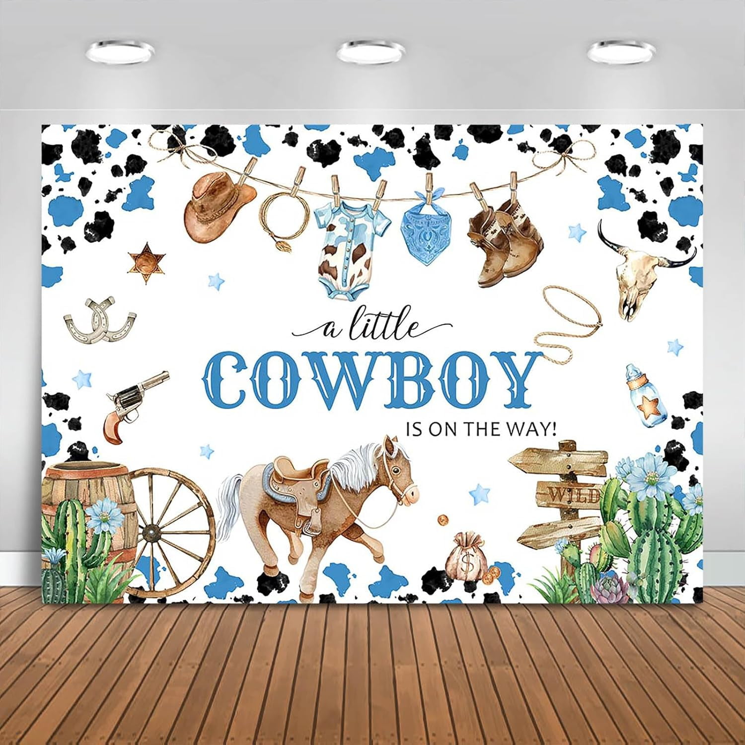 Cowboy Baby Shower Backdrop Western Cowboy Theme Wild West Baby Shower ...