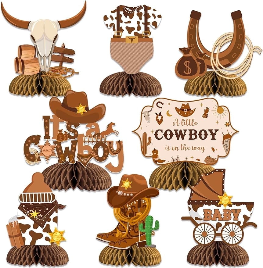 Cowboy Baby Shower Decoration Cowboy Baby Shower Honeycomb Centerpiece ...