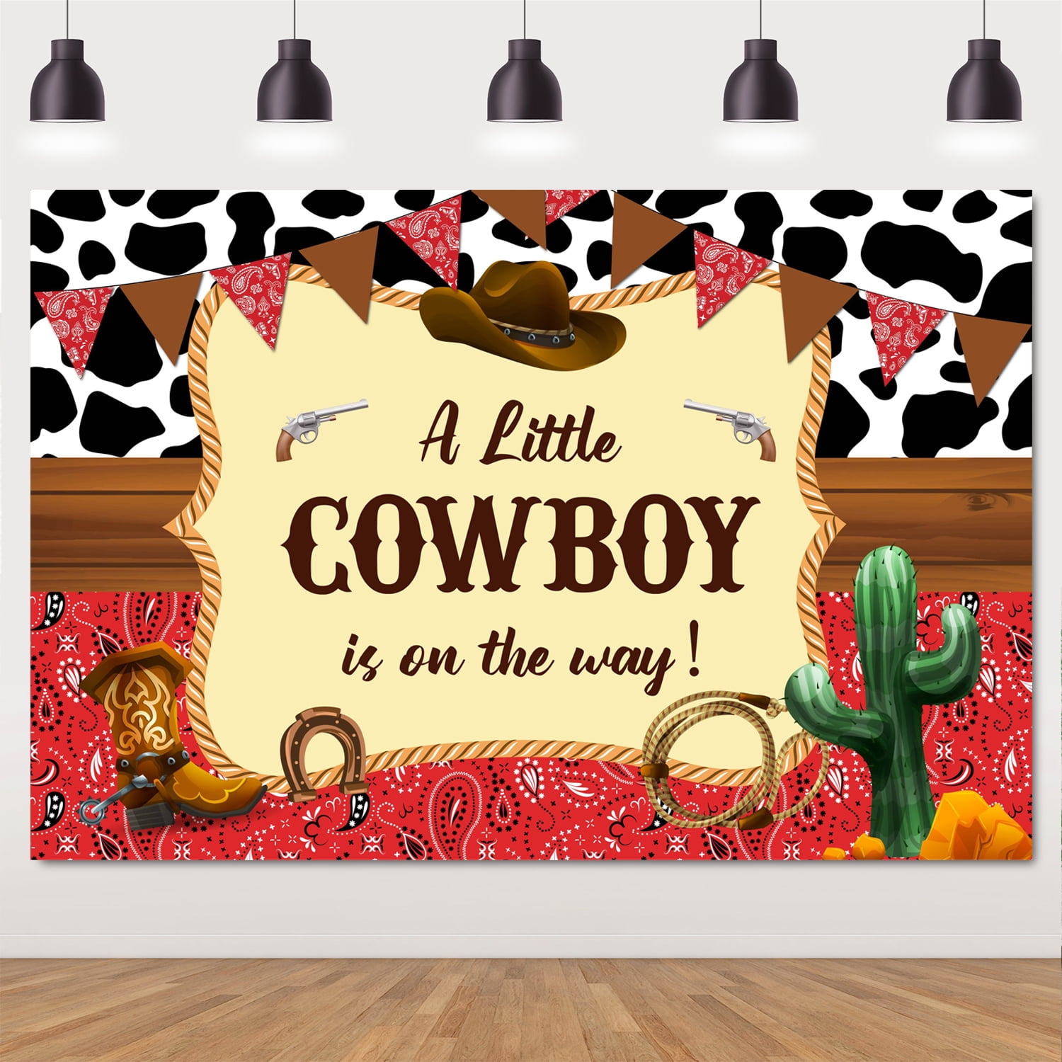 Cowboy Baby Shower Decorations for Boy, Western Baby Shower Backdrop ...