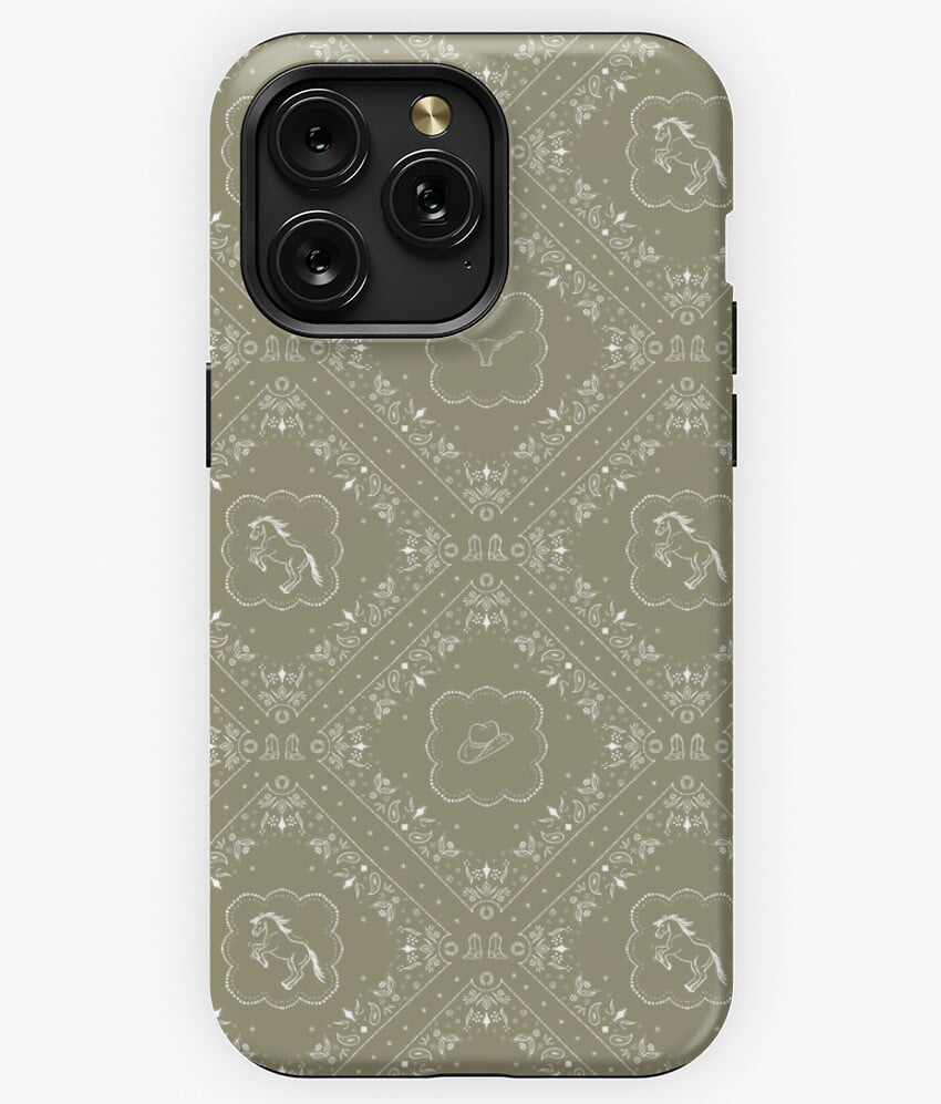 Cowboy Bandana Wild West Sage Green G7525 Phone Case for iPhone17 16 15 ...