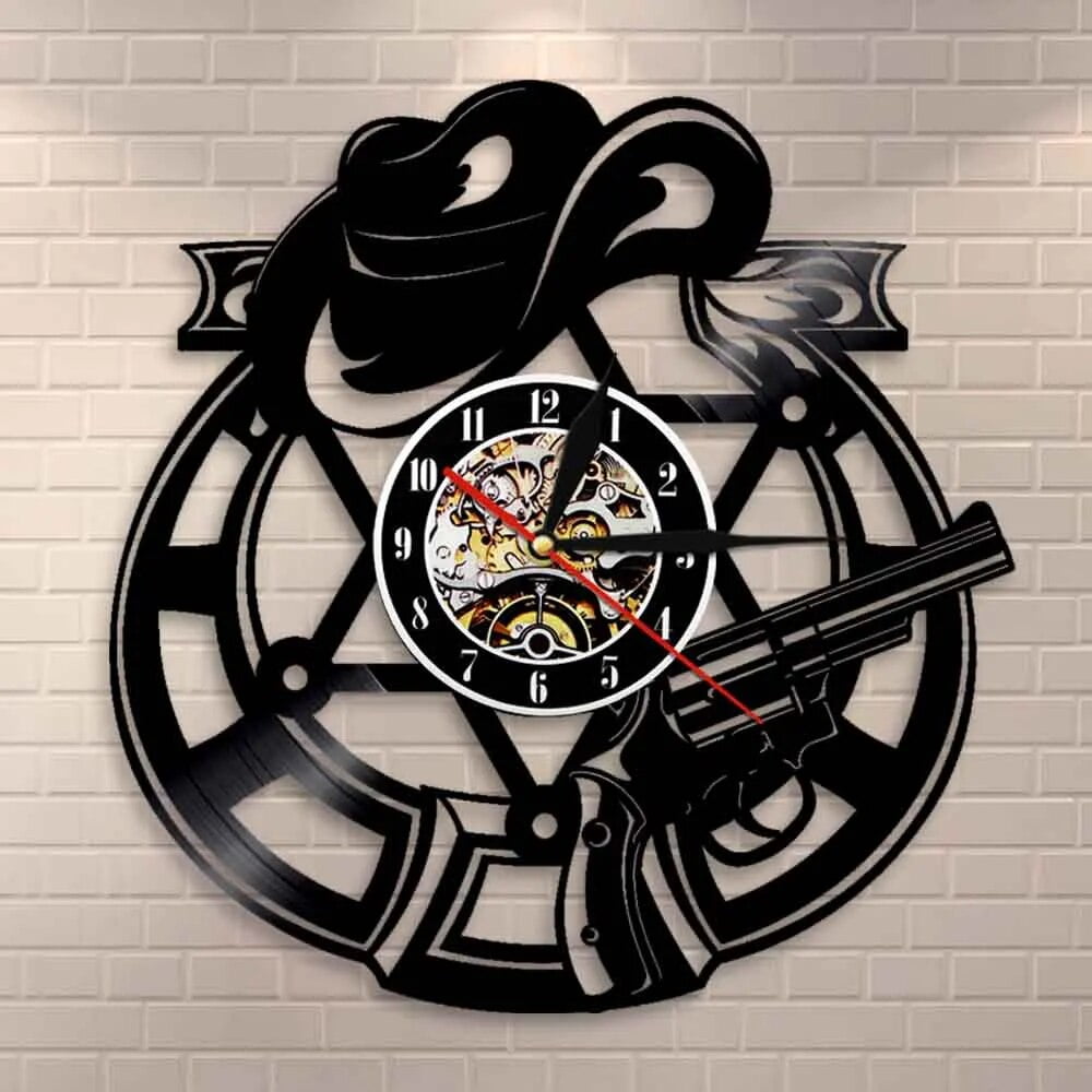 Cowboy Bandit Revolver Pistols Weapons Vinyl Wall Clock,Vinyl Record ...