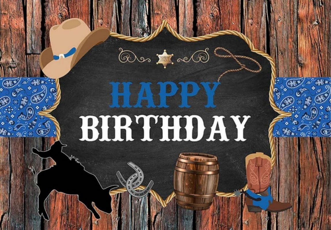 Cowboy Barn Door Background Birthday ration Banner Custom Backdrop ...