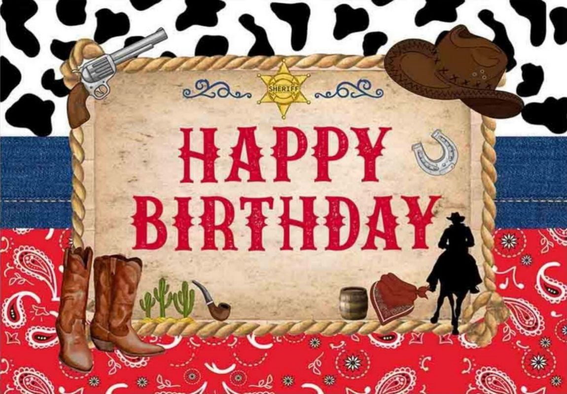Cowboy Barn Door Background Birthday ration Banner Custom Backdrop ...