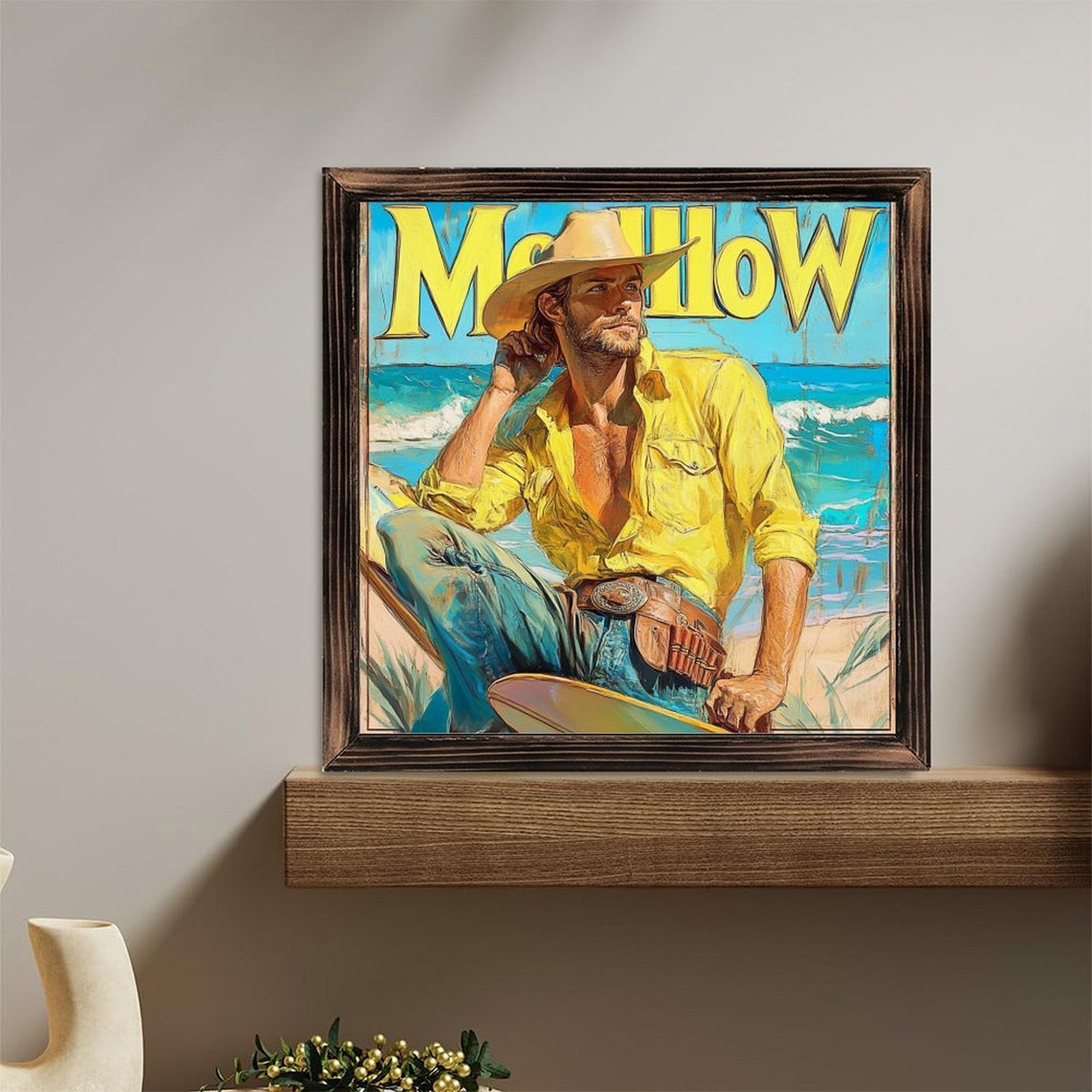 Cowboy Beach Style Wooden Sign Wall Plaque - Vintage Art Decoration ...