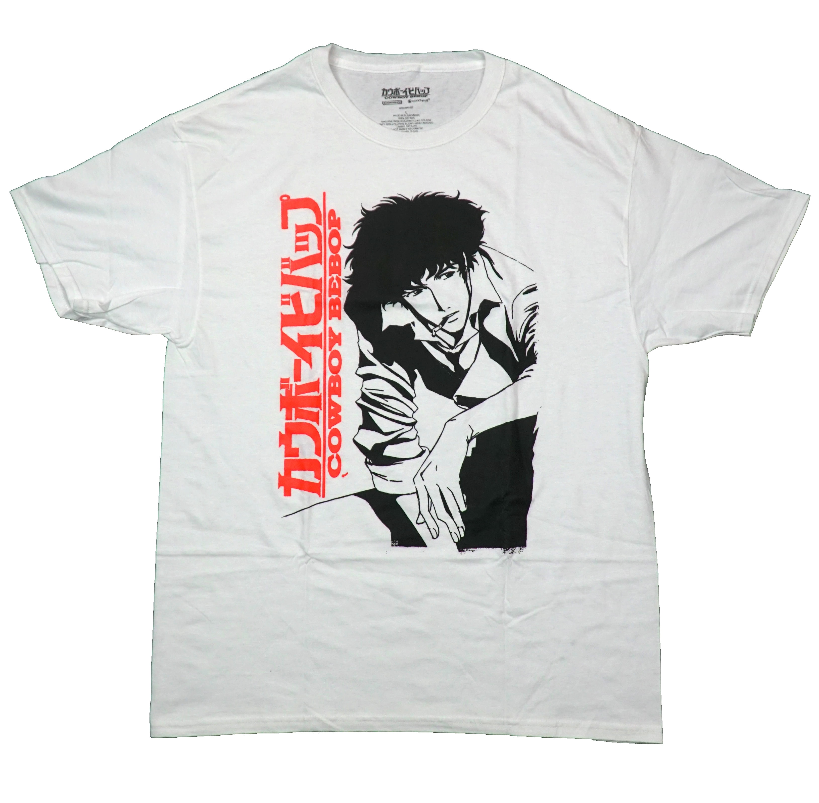 Cowboy Bebop Mens T-Shirt - Spike Sketch Next to Red Logo (Large ...