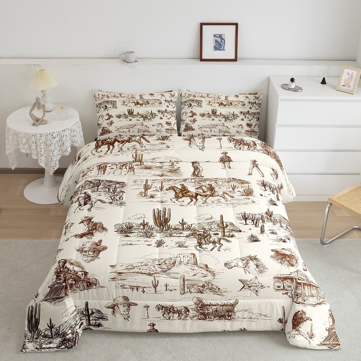 Cowboy Bedding Set Western Decor Comforter Teenagers Men,Wild West ...