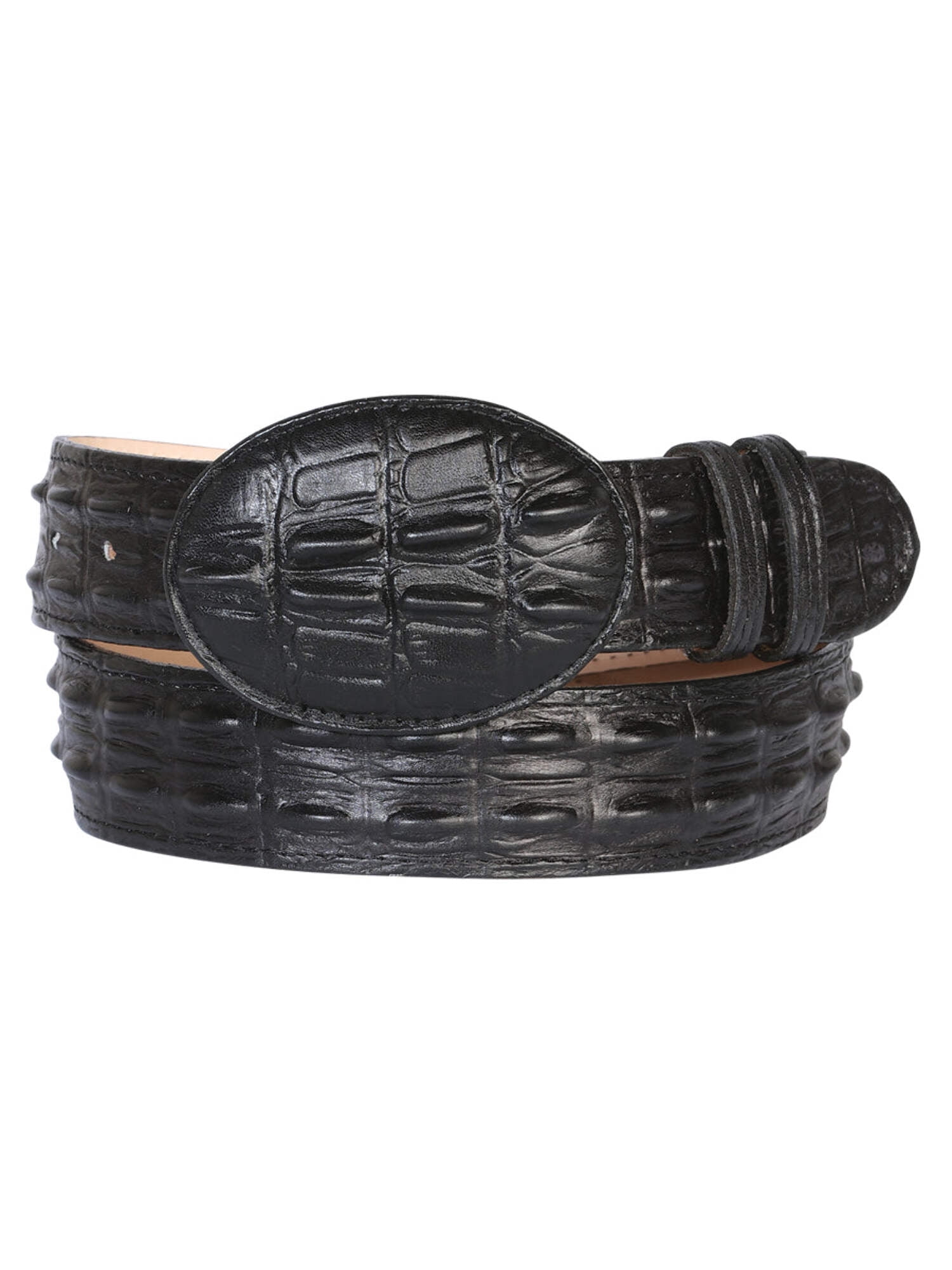 Men's Cowboy Belt -Imitation Tail alligator - Black 707 - Walmart.com