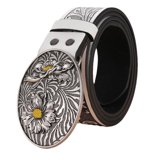 Cowboy Belts For Men Western With Big Buckle Engraved Flower Buckle ...
