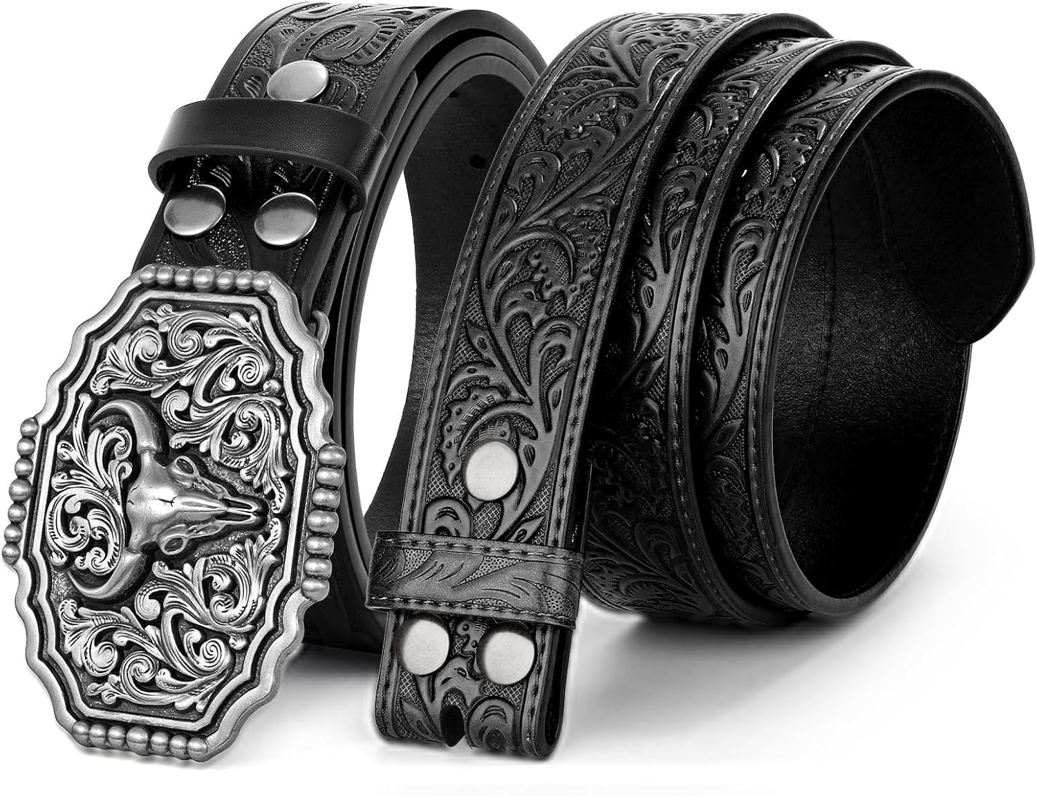 Cowboy Belts for Men Women Western Leather Buckle Belt Set Cowgirl ...