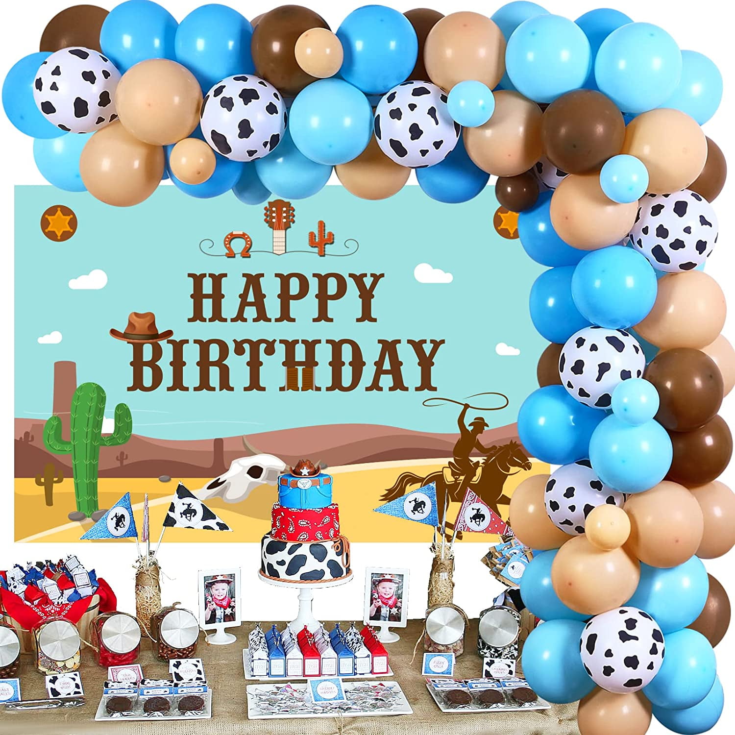 Cowboy Birthday Decorations for Boys, Western Theme Balloon Arch ...