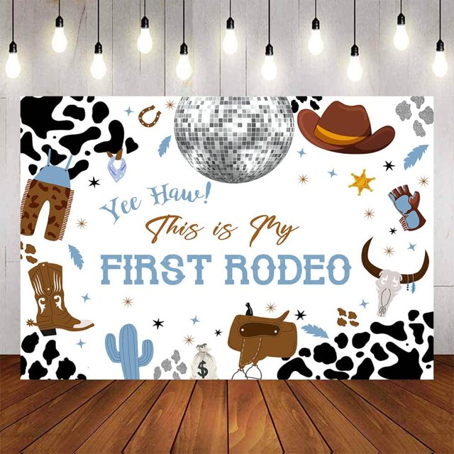 Cowboy Birthday Party Backdrop Wild West Cowboy 1st Rodeo Birthday ...