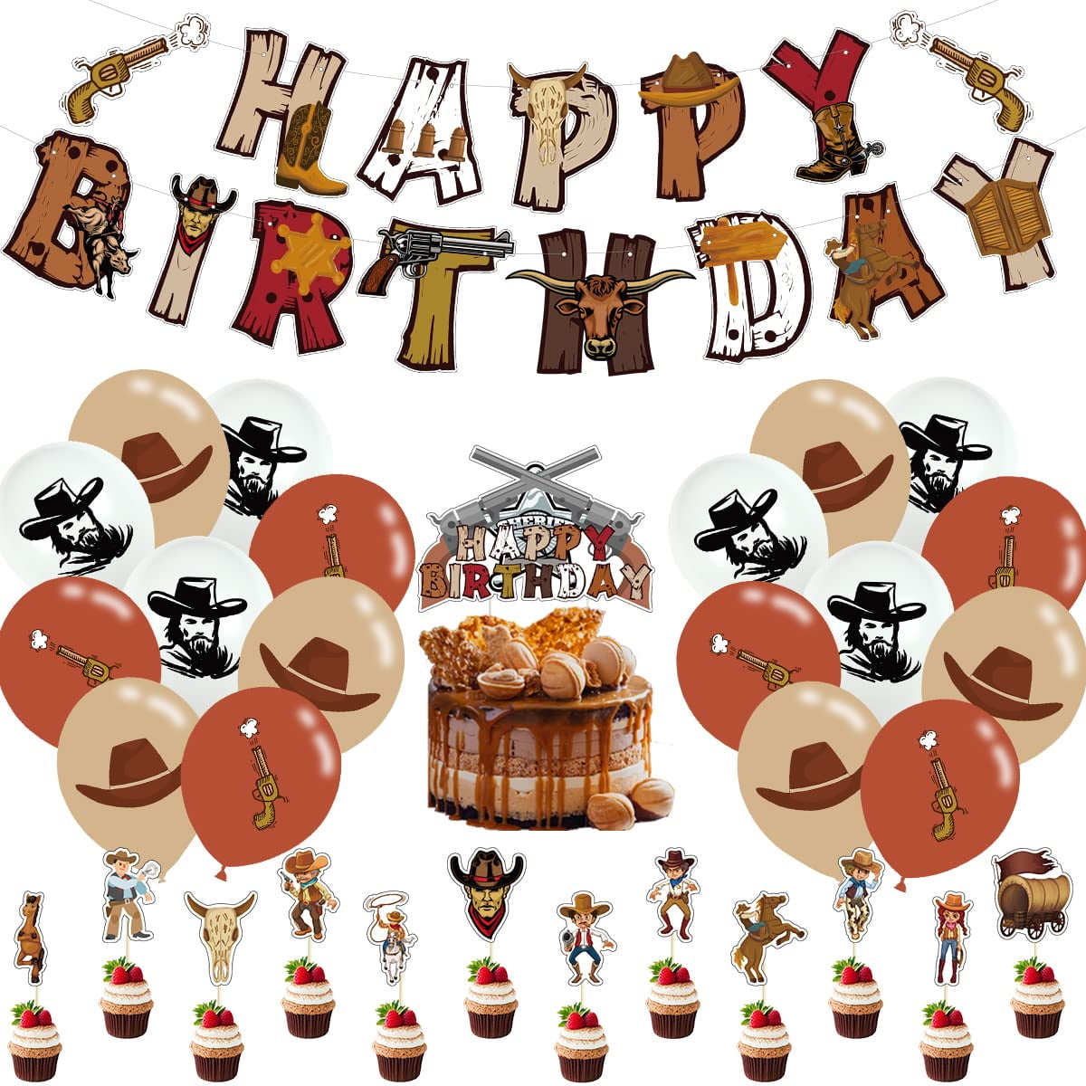 Cowboy Birthday Party Decorations, Western Cowboy Theme Happy Birthday ...