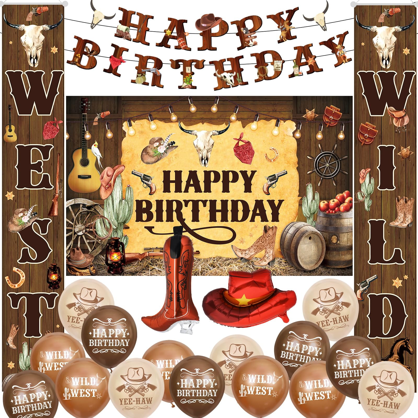 Cowboy Birthday PartyTRDN Decorations for Men Women Western Cowboy ...