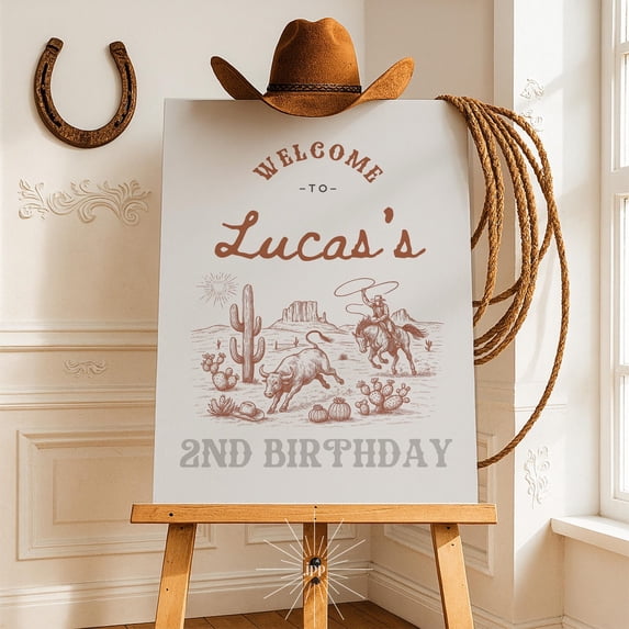 Cowboy Birthday Welcome Sign Western Party Entrance Decor Two Wild ...