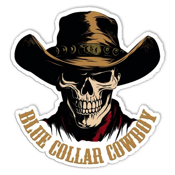 Cowboy Blue Collar Skull Sticker Lineman Worker Sticker Phone Decal ...