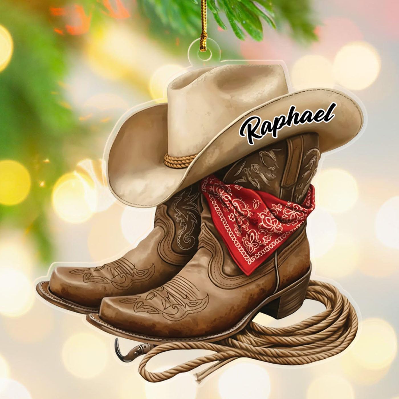 Cowboy Boot Shaped Ornament Xmas 2025, Personalized Cowboy Hat Decor ...