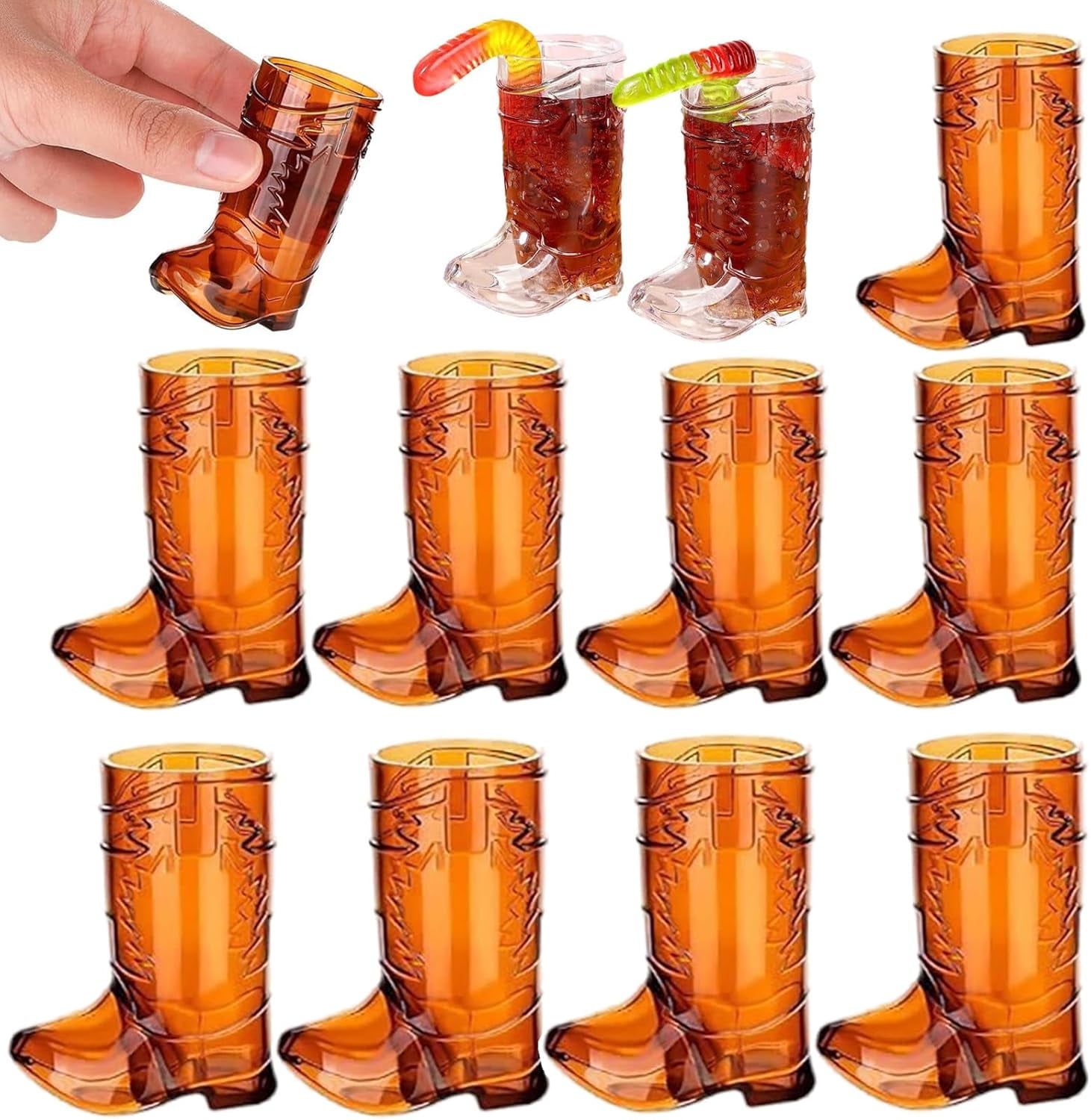 Cowboy Boot Shot Glasses, 10 Pcs 1 Oz Mini Plastic Boot Shot Glass ...