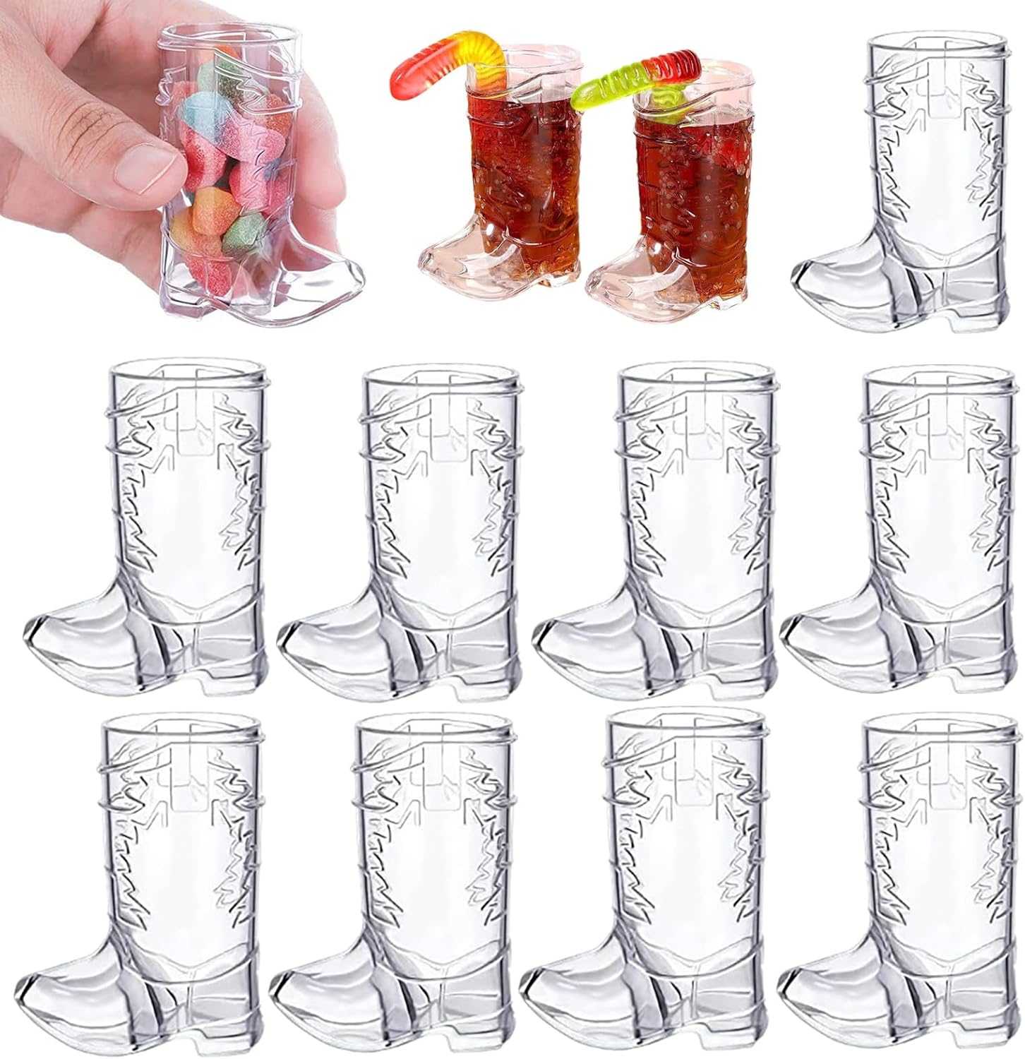 Cowboy Boot Shot Glasses, 10 Pcs 1 Oz Mini Plastic Boot Shot Glass ...