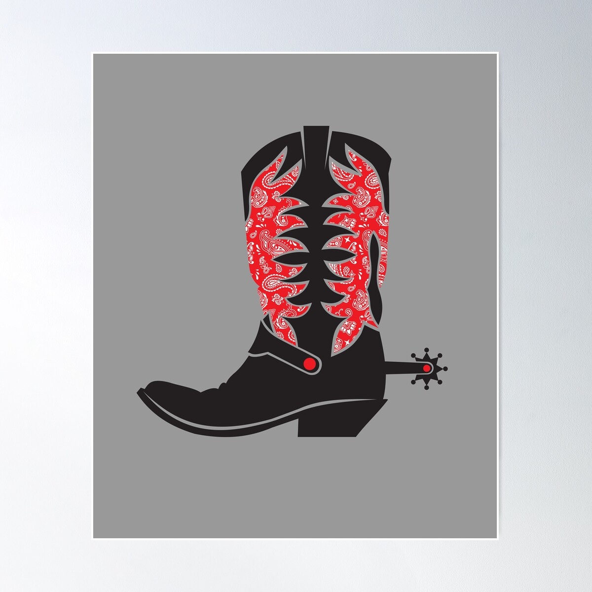 Cowboy Boot With Western Red Bandana Poster Wall Art, Modern Wall Decor ...
