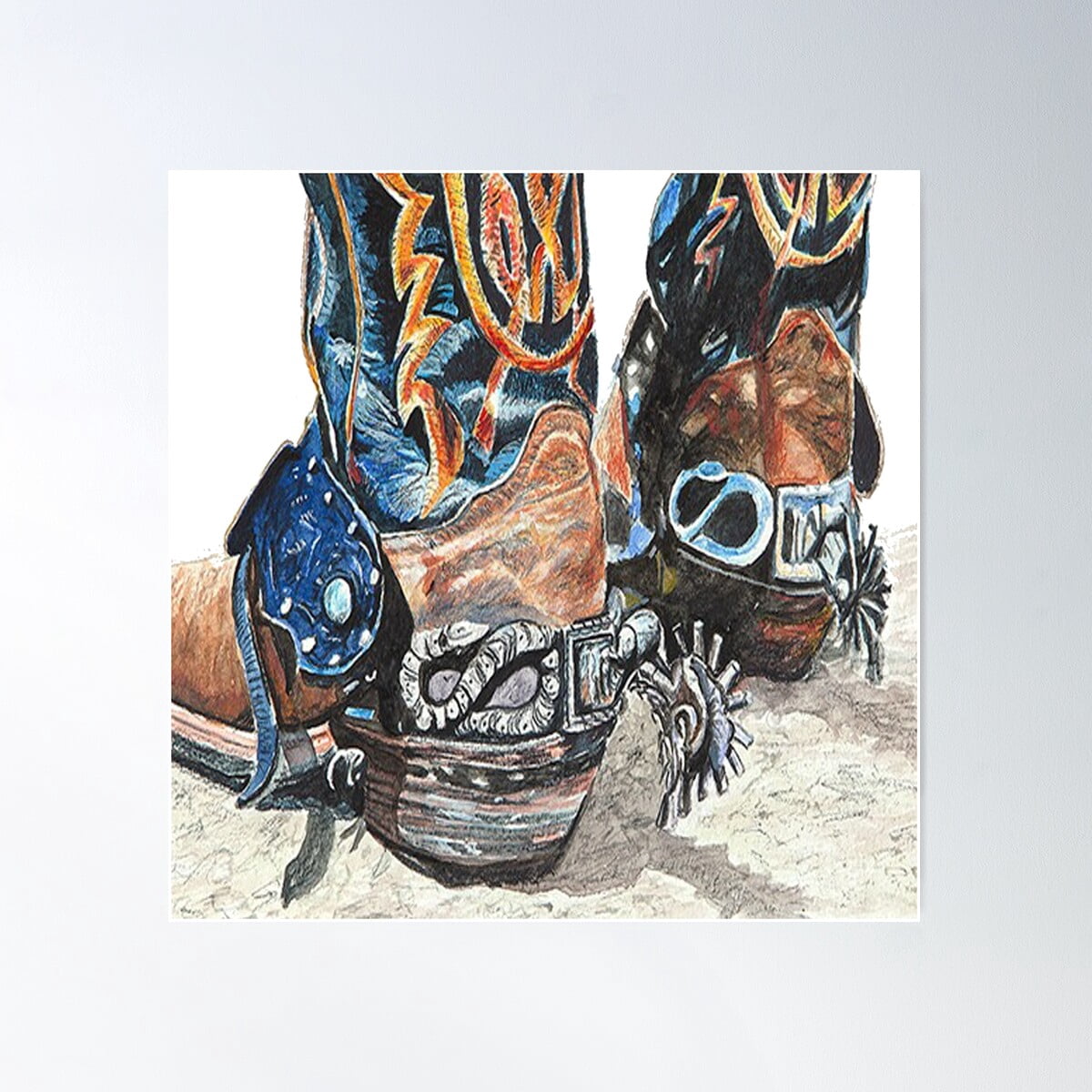 Cowboy Boots And Spurs Poster Wall Art, Modern Wall Decor For Living ...