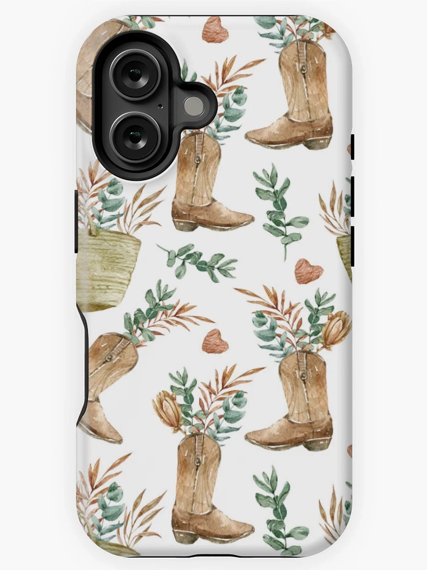 Cowboy Boots Botanical Print iPhone Case, Western Floral Style 11 12 13 ...