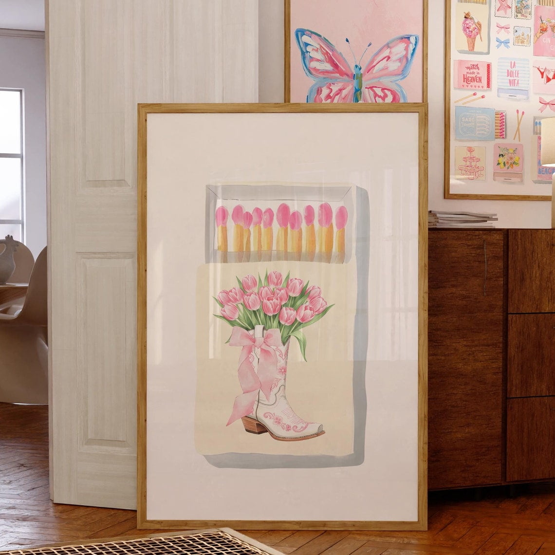 Cowboy Boots Hand Painted Matchbox Pastel Print Vintage Matchbox Print ...