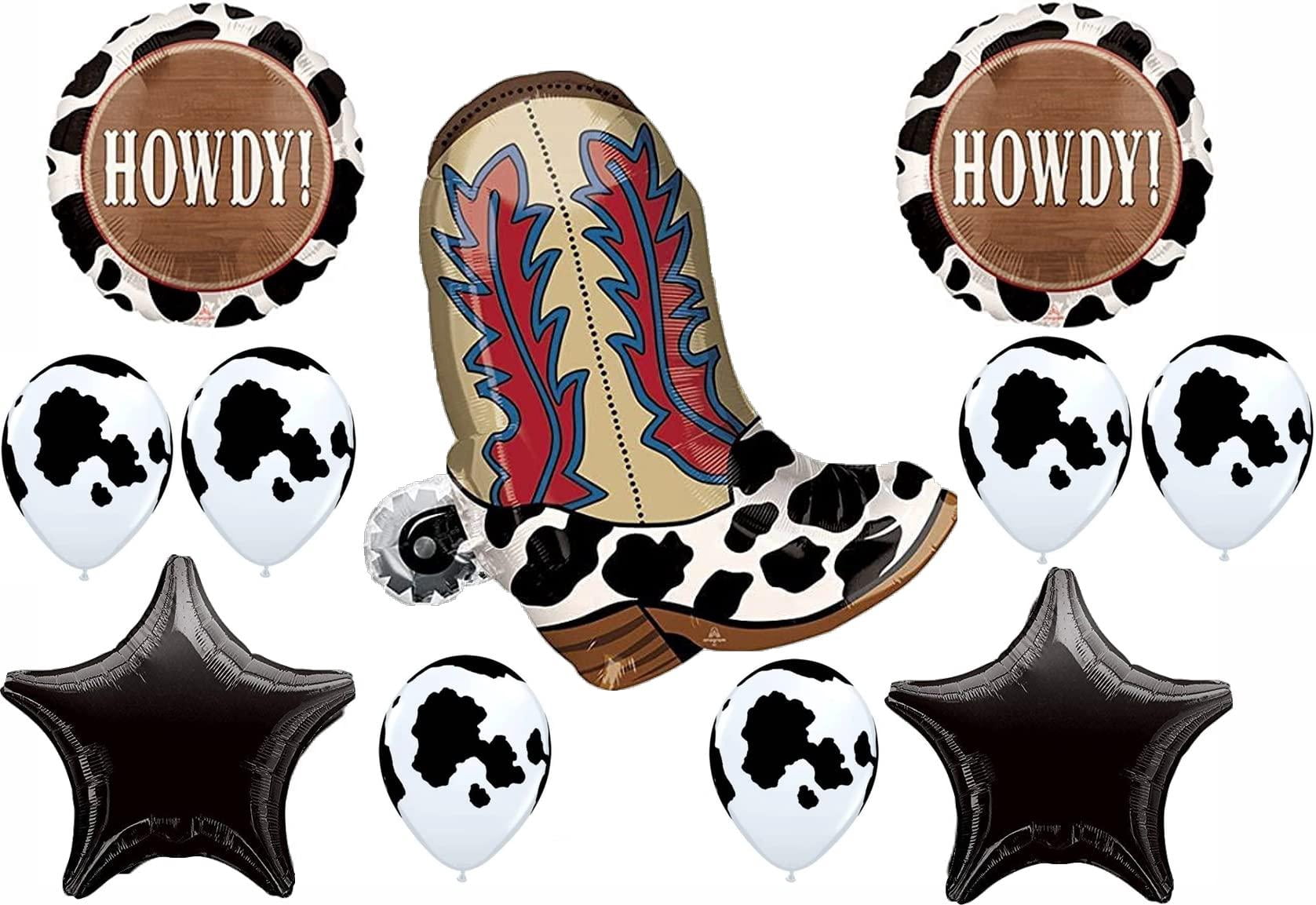 Cowboy Boots Howdy Happy Birthday Party Balloons Decoration Supplies ...