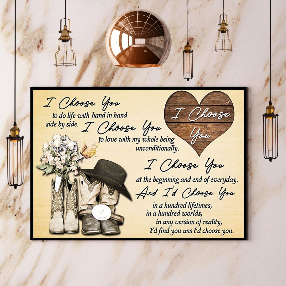 Cowboy Boots I Choose You Lovers Gift Paper Poster No Frame Matte Wall ...
