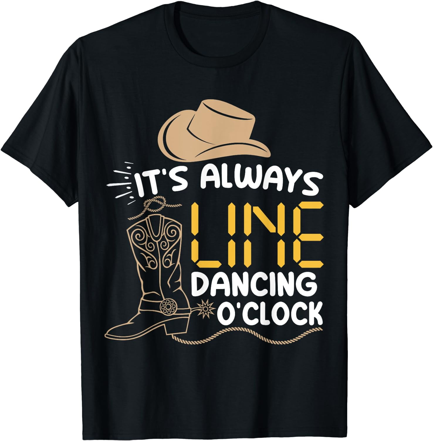 Cowboy Boots Line Dancing Funny Line Dance T-Shirt Black X-Large ...