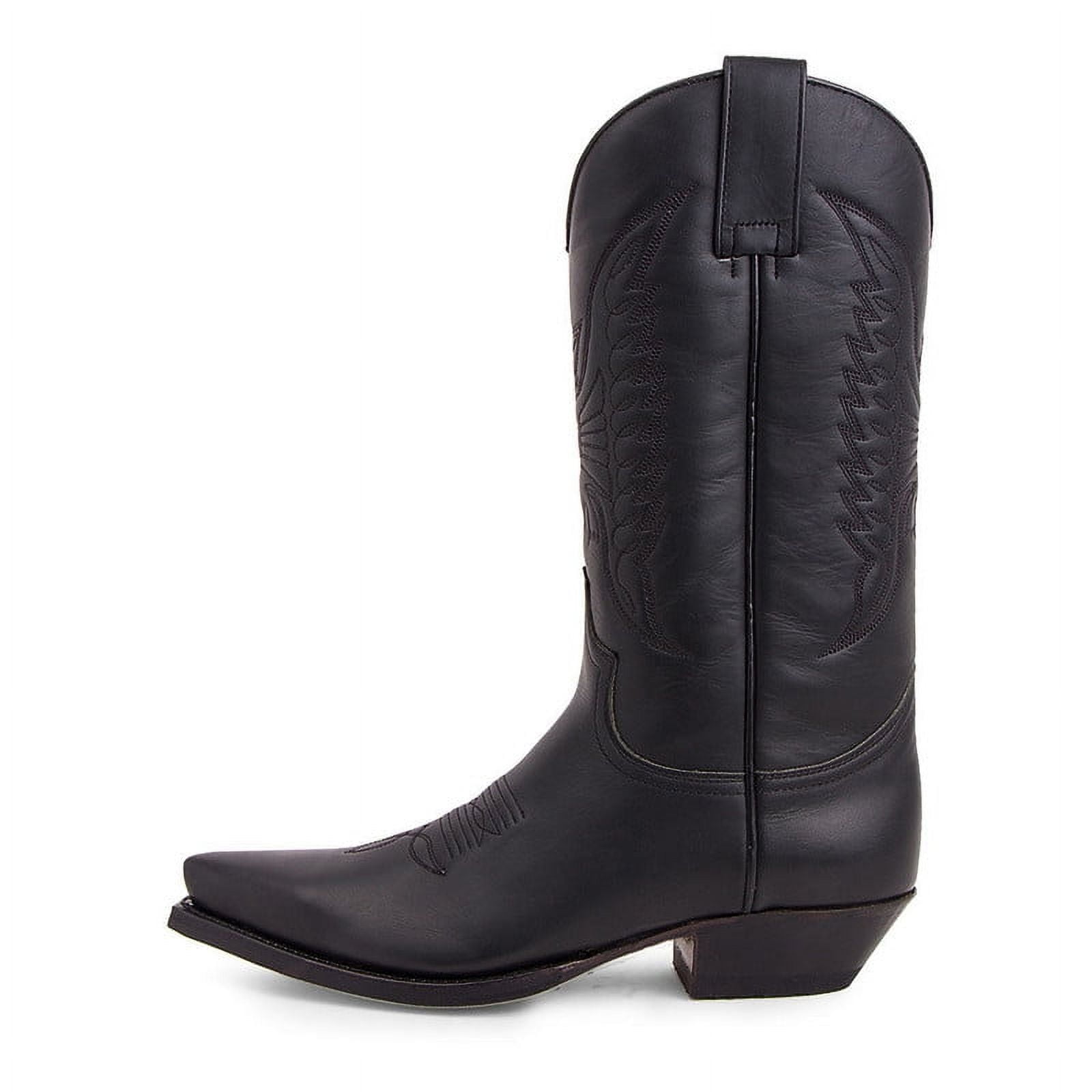 Cowboy Boots Men Boots Pointed Toe Vintage Square Toe Chunky Block Heel ...