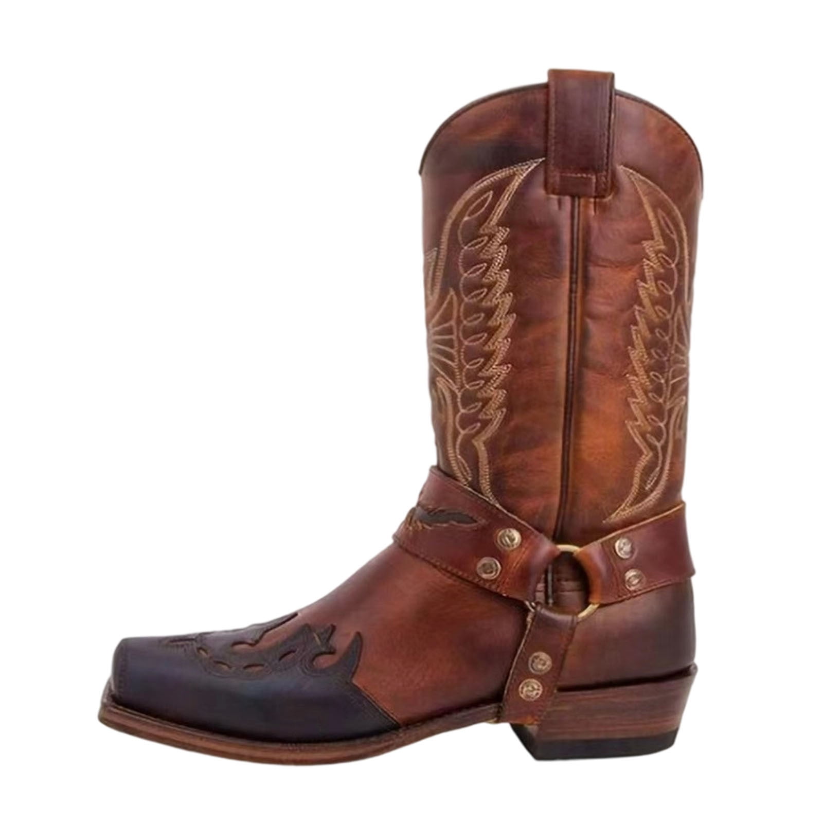 Cowboy Boots for Men Western Square Toe Embroidered Cowboy Boots for ...