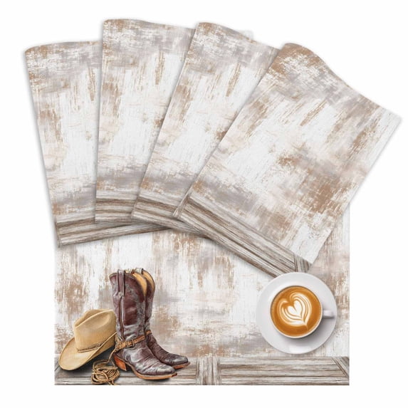 Cowboy Boots Placemats Set of 4 Western Cowboy Hat Ropes Boots Gradient ...