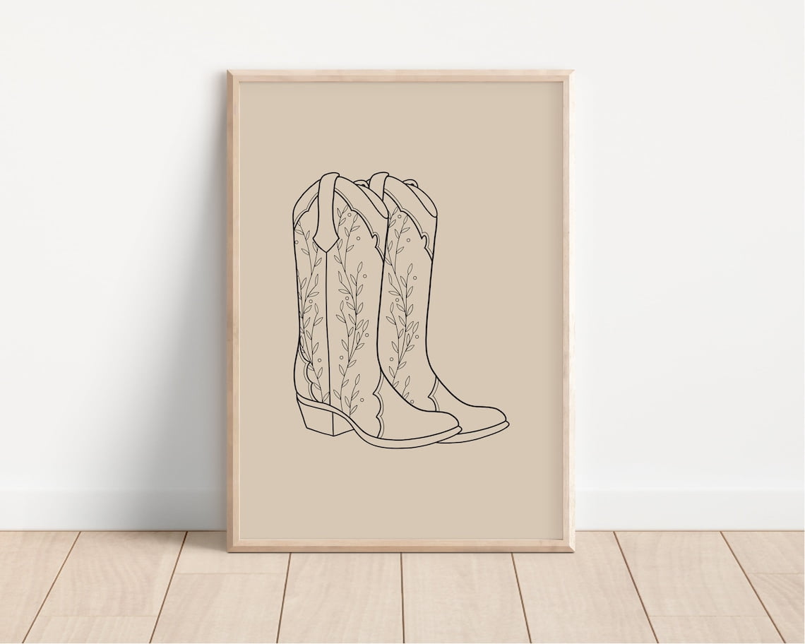 Cowboy Boots Print, Western Wall Art, Unframed Paper Poster 24x36in ...