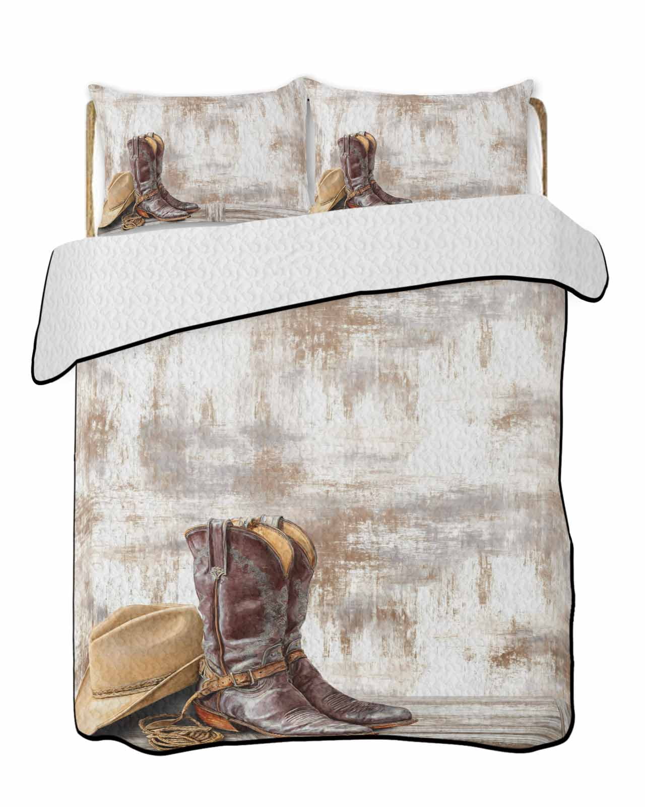Cowboy Boots Quilts Bedding Set California King Western Cowboy Hat ...