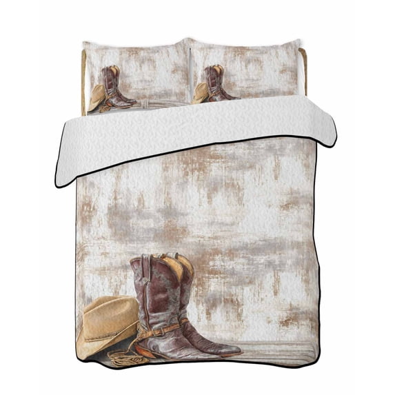 Cowboy Boots Quilts Bedding Set California King Western Cowboy Hat ...