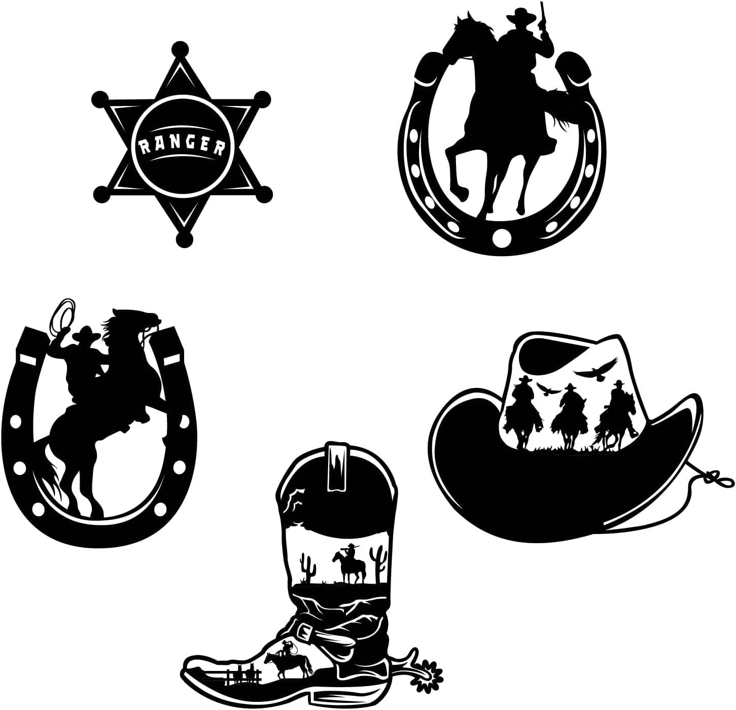 Cowboy Boots Wall Decals Cowboy Hats Vinyl Wall Stickers Rustic Western ...