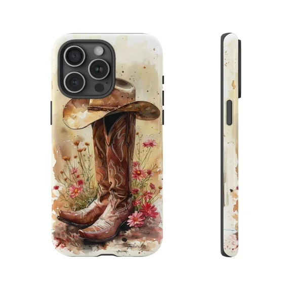Cowboy Boots Western Floral Country Phone Case with iPhone 11-17 Pro Max - Walmart.com