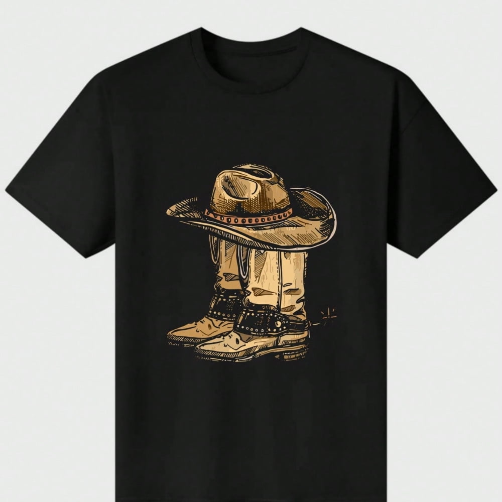 Cowboy Boots Western Riding Rodeo Bull Riding Cowboy T-Shirt Casual ...