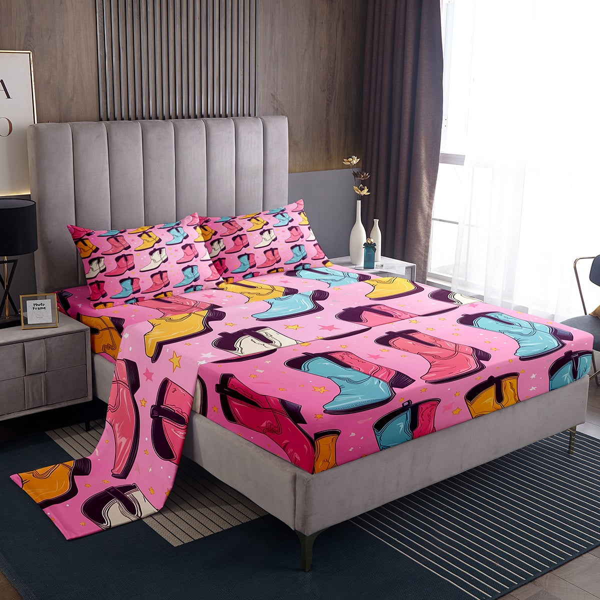 Cowboy Boots for Woman Full Sheets Colorful Cowgirl Boots Sheet Sets ...